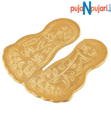 Gold Plated Laxmi Charan Paduka - Puja N Pujari - Book Pandit for Puja ...